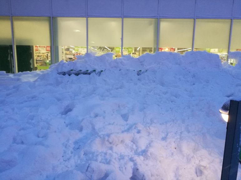 PHOTOS- Snow drifting up against the windows of Cwmbran Asda and ...