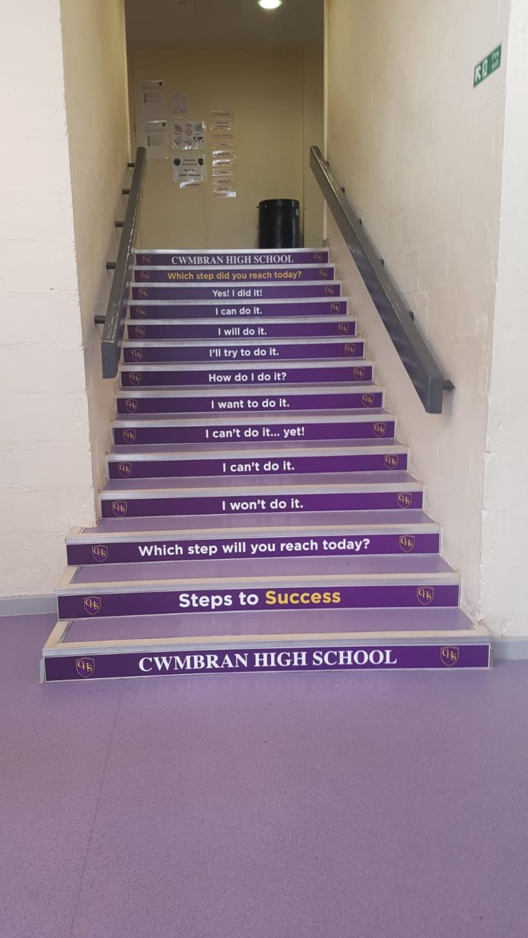 Photo- The inspirational steps at Cwmbran High School - Cwmbranlife