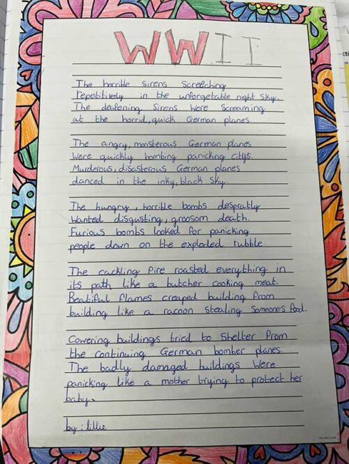 Poetry and artwork about World War II from Coed Eva pupils