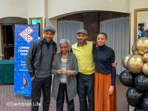 The Gabbidon children thank their mum at Windrush event in Cwmbran